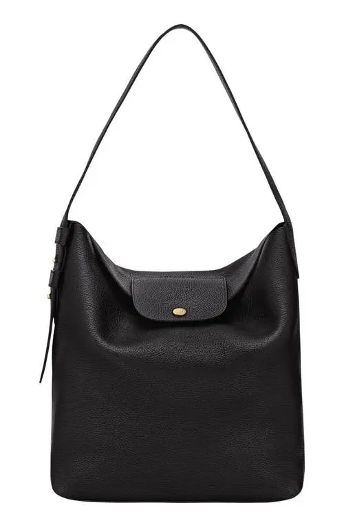 Longchamp Le Cadence Leather Shoulder Bag - Black