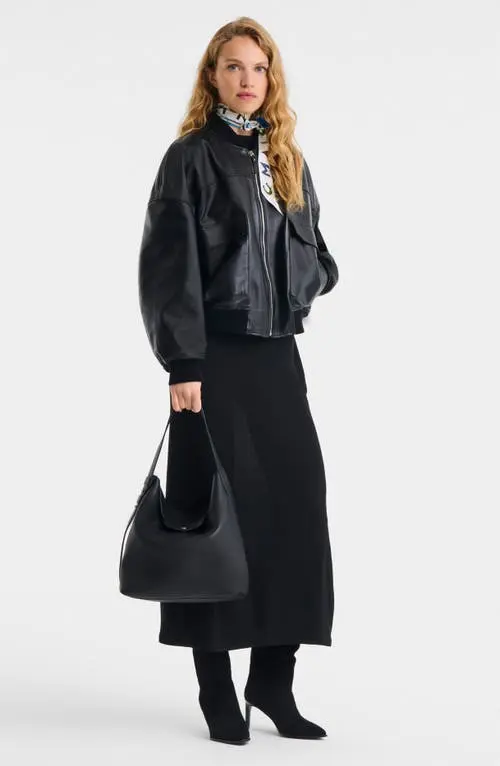 Longchamp Le Cadence Leather Shoulder Bag - Black
