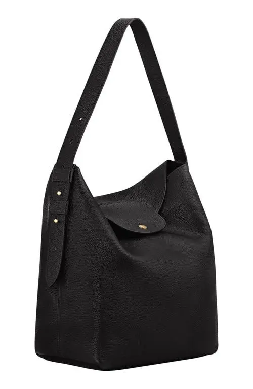 Longchamp Le Cadence Leather Shoulder Bag - Black