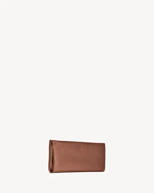 Saint Laurent Evening Soft Clutch In Satin In Pink - Antic Pink