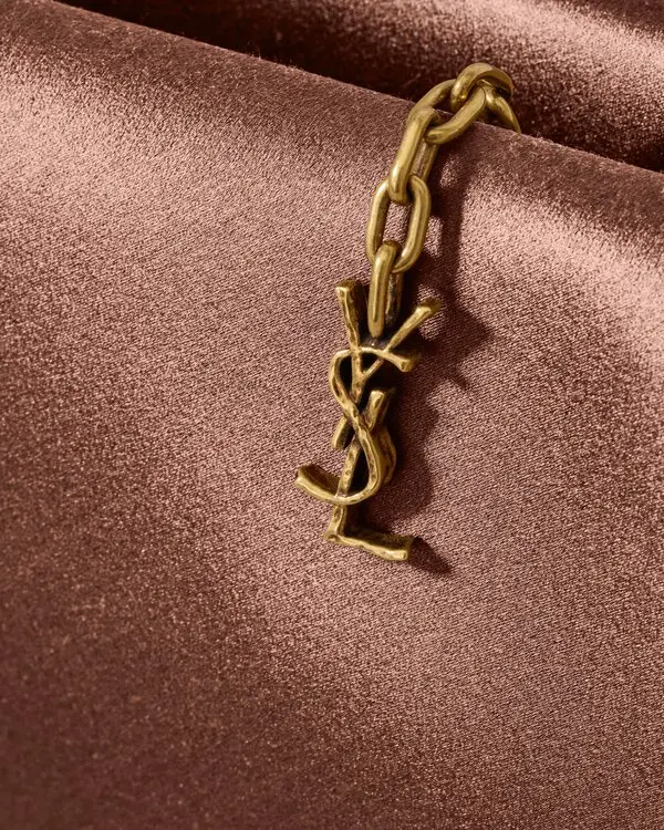 Saint Laurent Evening Soft Clutch In Satin In Pink - Antic Pink