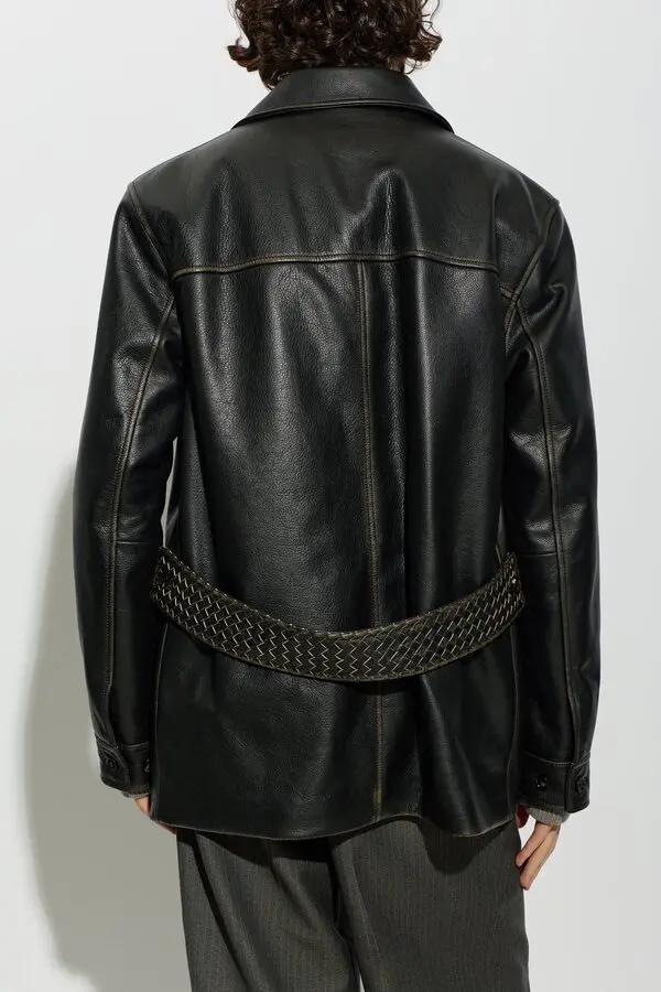 Bottega Veneta Vintage-effect Leather Jacket By