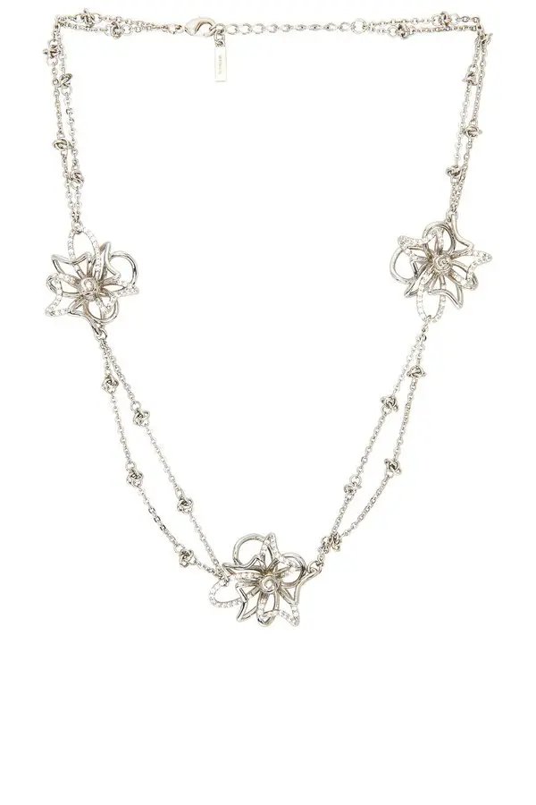 We11Done Crystal Twisted Wire Necklace In Metallic - Silver