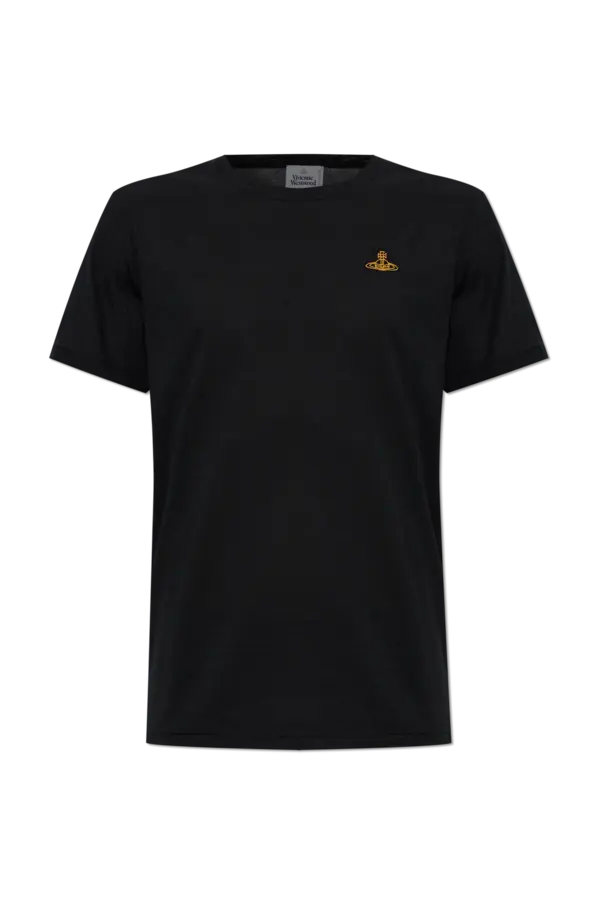 VIVIENNE WESTWOOD Cotton T-shirt With Embroidered Logo - Black