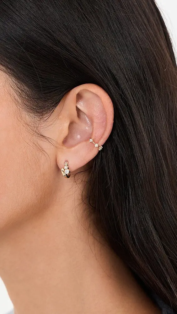 Zoe Chicco 14k Three Prong Diamond Dash Ear Cuff