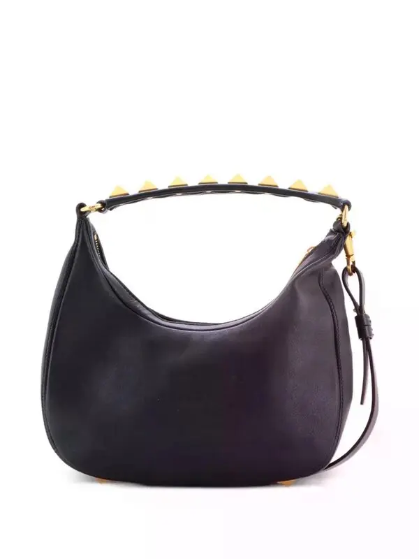 Valentino Garavani Stud Sign Zip Leather Hobo Bag - Black