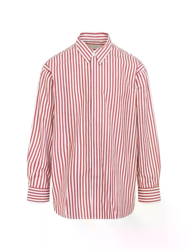 AMI Paris Vertical-stripe Cotton Shirt - Red