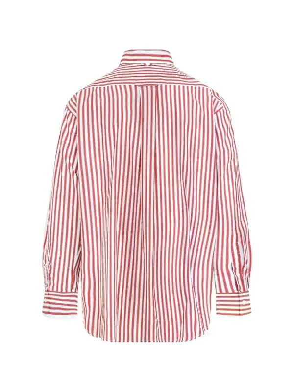 AMI Paris Vertical-stripe Cotton Shirt - Red