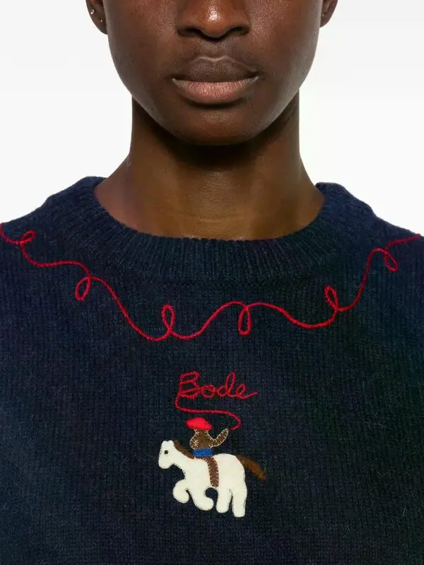 BODE Cowboy-appliqué Sweater - Blue