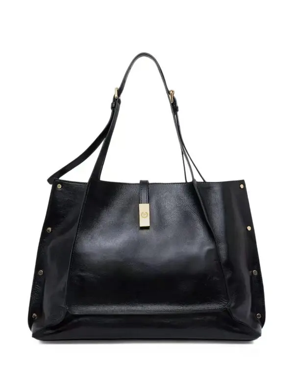 POLLINI Austin Stud-embellished Leather Shoulder Bag - Black