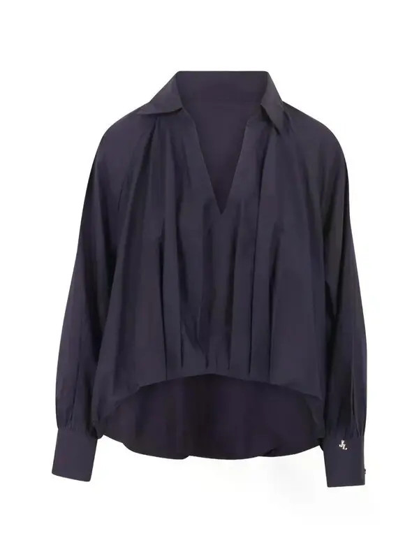 JOVONNA Pleated High-low Blouse - Blue