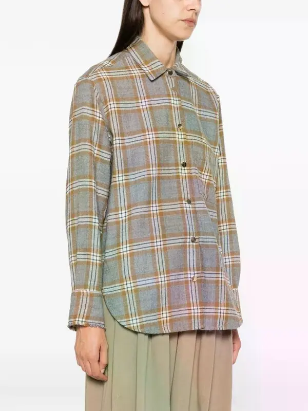 A.SHIRT MILANO Slim Check-pattern Curved-hem Shirt