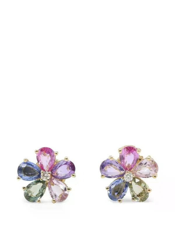BVLGARI 2010s Flower Contrail Sapphire Earrings - Gold