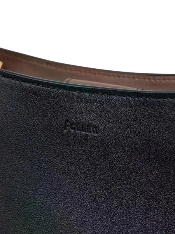 POLLINI Logo-debossed Panelled Tote Bag - Black