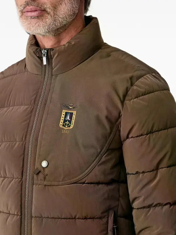 AERONAUTICA MILITARE Freece Tricolori Quilted Logo-patch Jacket - Brown