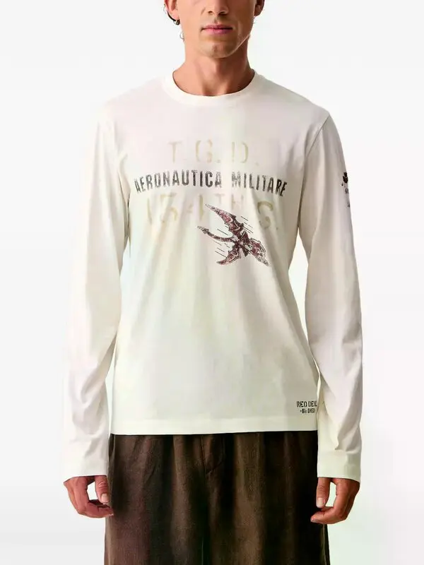 AERONAUTICA MILITARE Graphic-print Long-sleeve T-shirt - White
