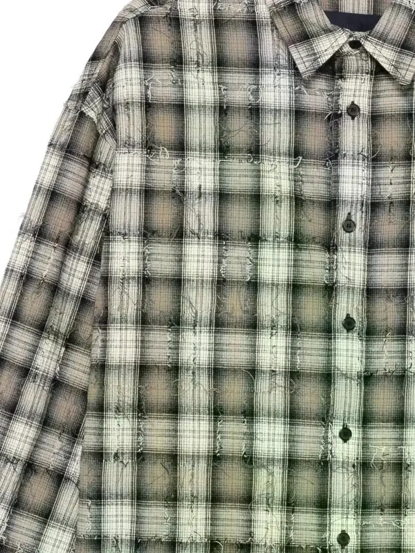 JUUN.J Distressed Check Shirt - Neutrals