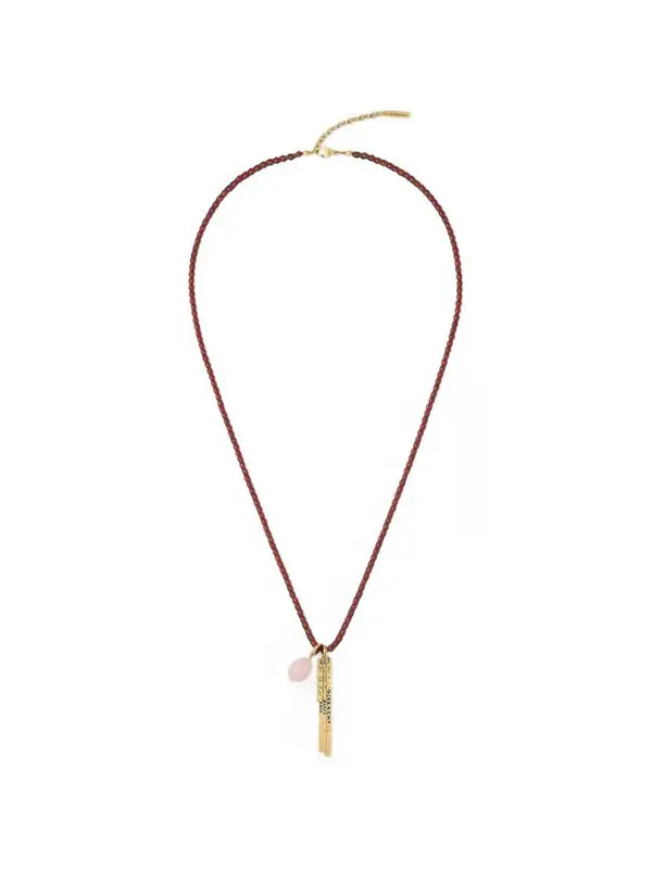 Givenchy Tape Long Necklace In Agate, Metal And Quartz - Red
