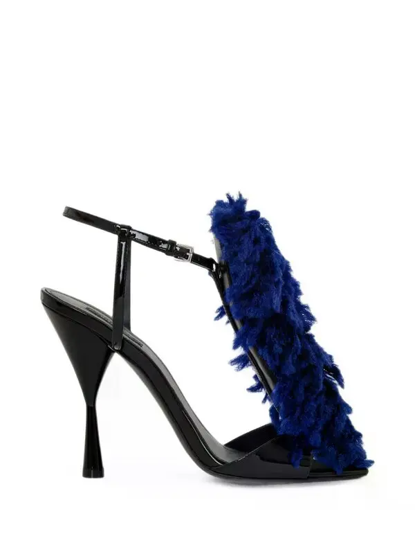 Givenchy Pompom Heeled Sandals In Patent Leather And Knit - Blue