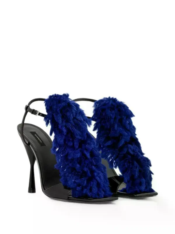Givenchy Pompom Heeled Sandals In Patent Leather And Knit