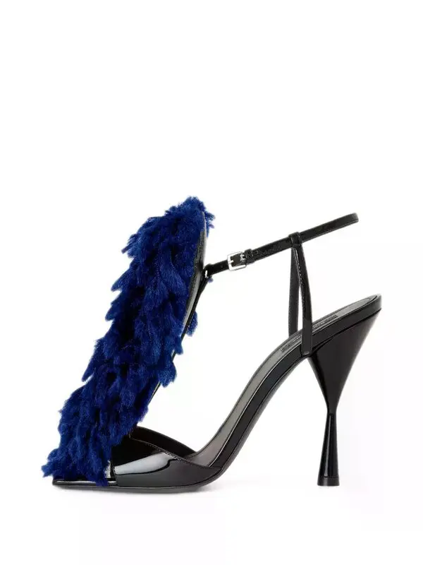 Givenchy Pompom Heeled Sandals In Patent Leather And Knit