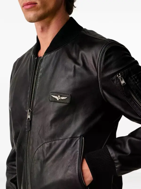 AERONAUTICA MILITARE Logo-plaque Leather Jacket