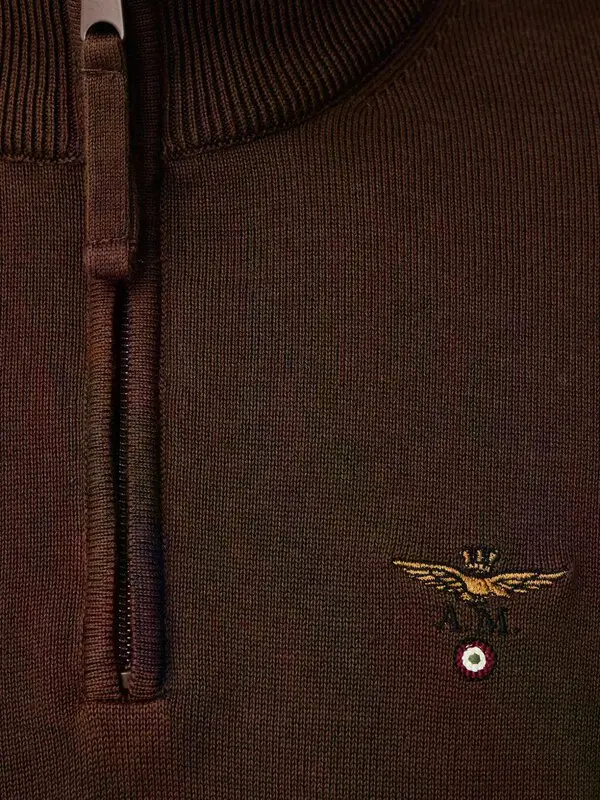 AERONAUTICA MILITARE Logo-embroidered Quarter-zip Sweater