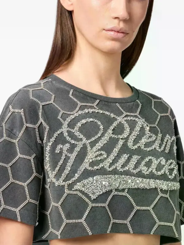 Philipp Plein Cropped T-shirt Plein Deluxe Crystal