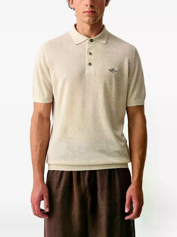 AERONAUTICA MILITARE Embroidered-logo Short-sleeve Polo Shirt - Neutrals
