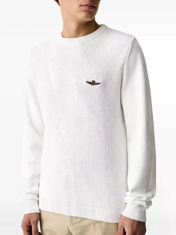 AERONAUTICA MILITARE Logo-embroidered Ribbed-knit Sweater