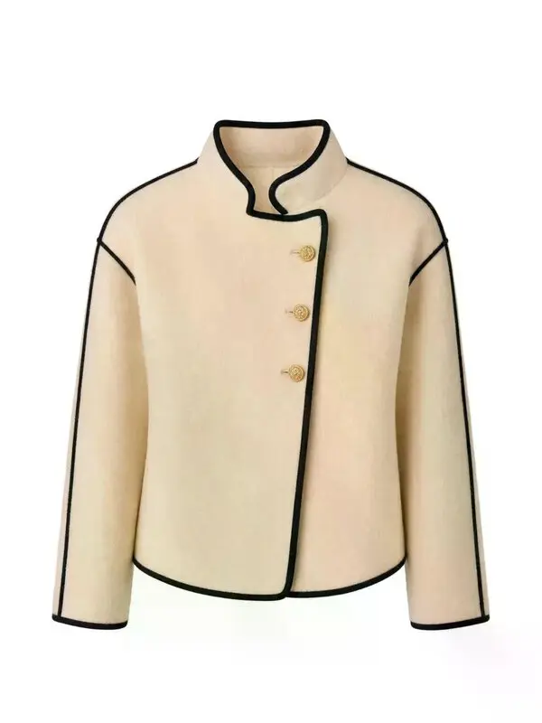 Alice + Olivia Pearson Contrast-trim Collarless Jacket - Neutrals
