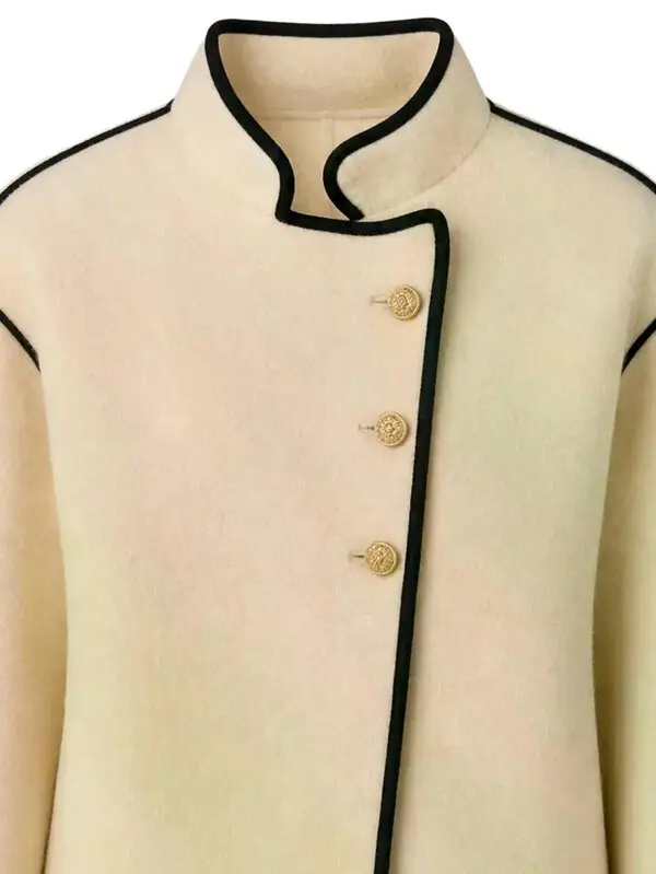 Alice + Olivia Pearson Contrast-trim Collarless Jacket - Neutrals