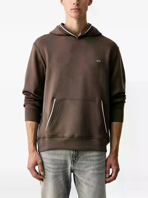Paul & Shark Logo-embroidered Tipped Hoodie - Brown