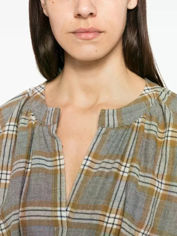 A.SHIRT MILANO Marella Check-pattern Puff-sleeve Blouse
