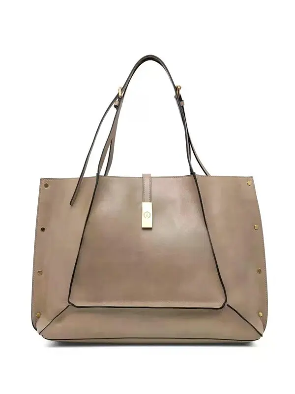 POLLINI Stud-embellished Leather Shoulder Bag - Neutrals