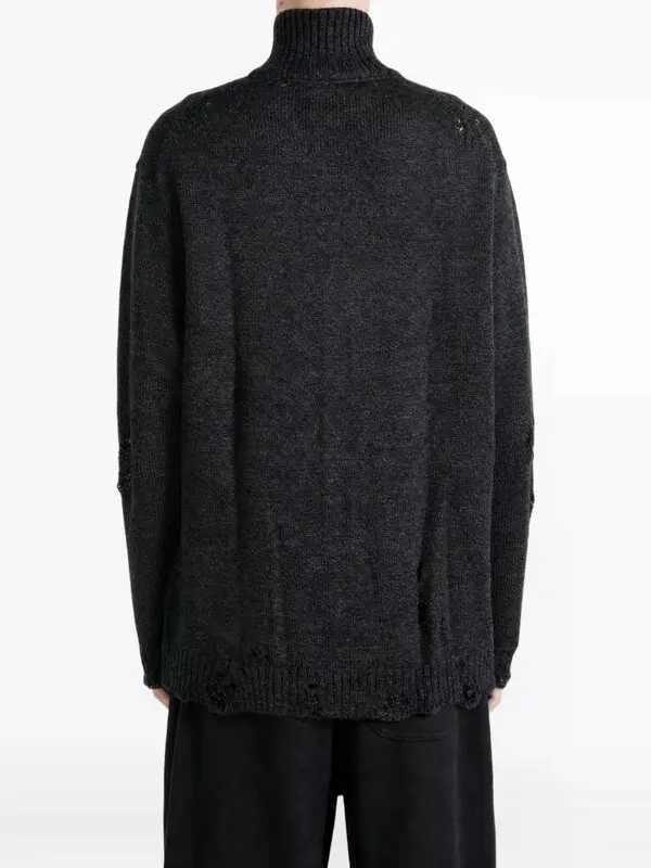 Yohji Yamamoto Distressed Zip-up Sweater