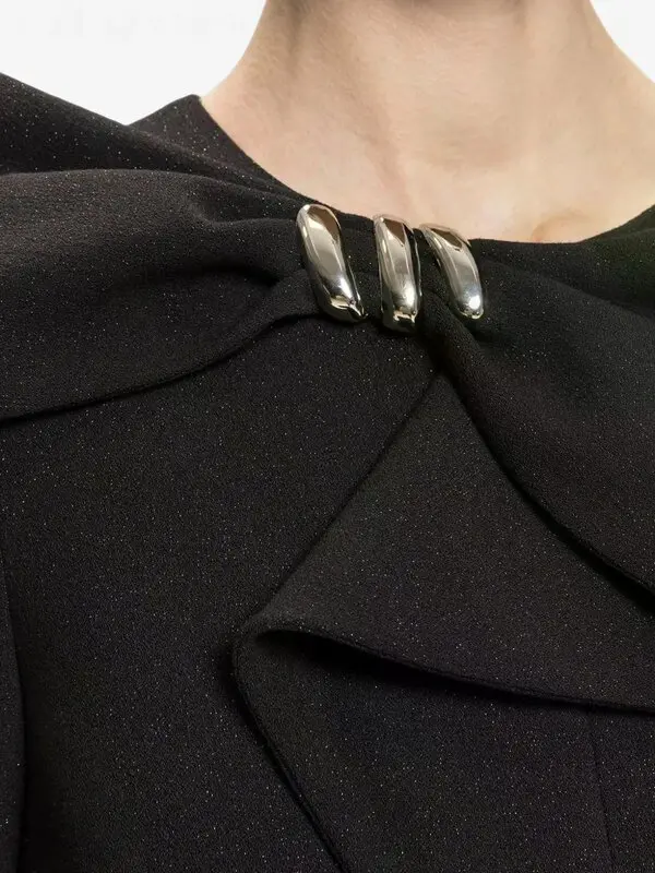 NISSA Lurex Crepe Bow-detail Midi Dress