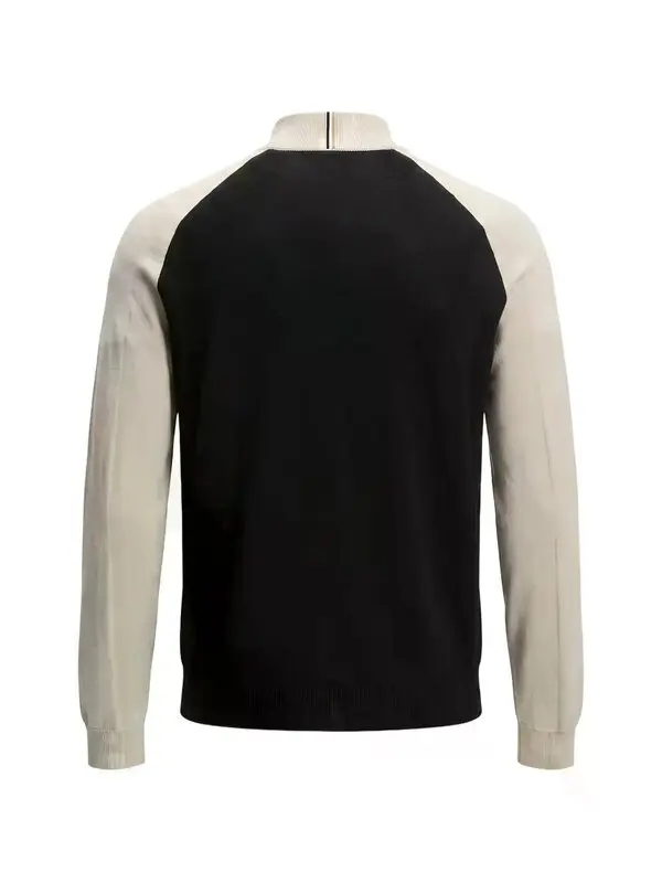 BOSS Color-blocked Sweater With Zipper Neck - Black