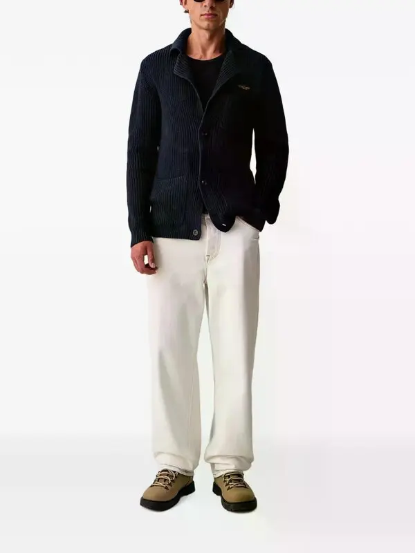 AERONAUTICA MILITARE Ribbed-knit Patch-pocket Cardigan