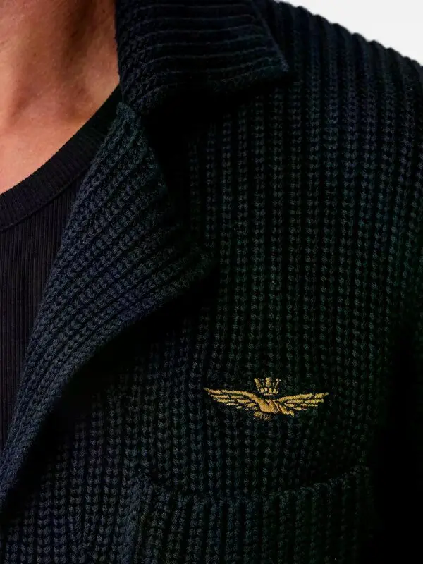 AERONAUTICA MILITARE Ribbed-knit Patch-pocket Cardigan
