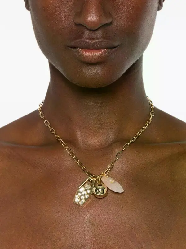 La DoubleJ Charm-detail Chain-link Necklace - Gold