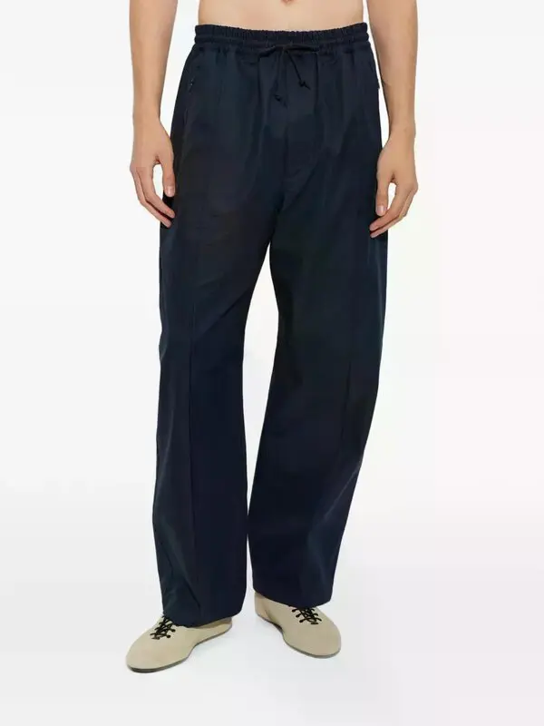 Comme Des Garçons Drawstring Straight-leg Trousers - Blue