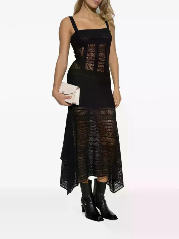 Alexander McQueen Asymmetric Lace-knit Midi Dress