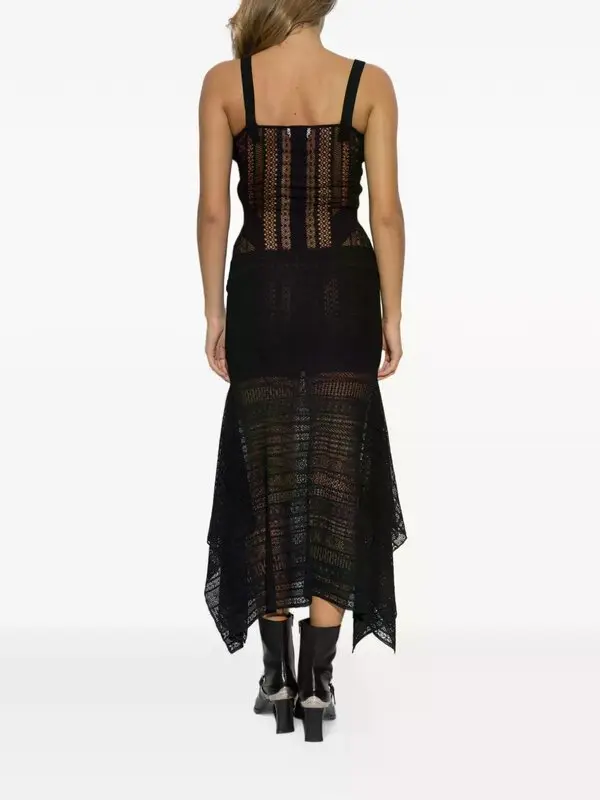 Alexander McQueen Asymmetric Lace-knit Midi Dress