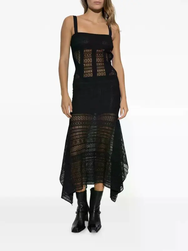 Alexander McQueen Asymmetric Lace-knit Midi Dress