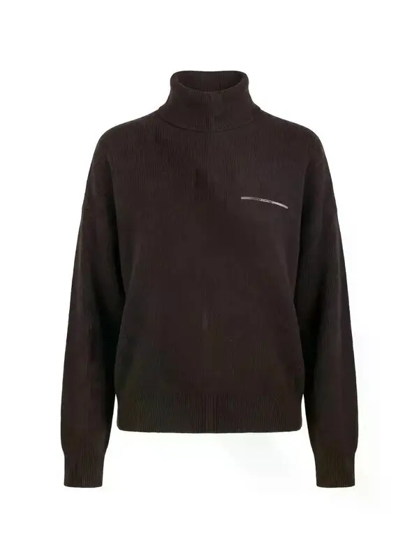 Peserico Roll-neck Ribbed-knit Sweater - Brown