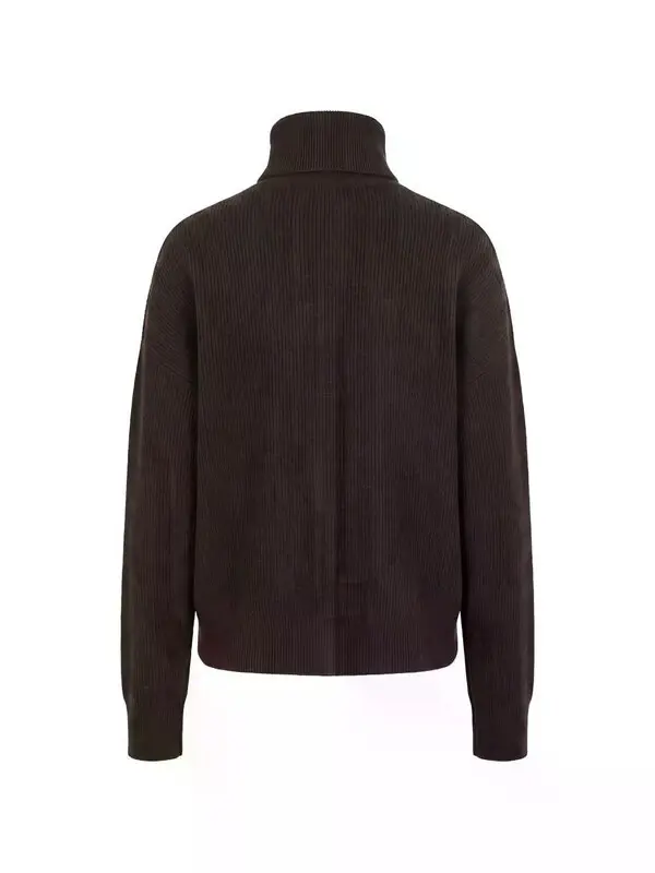 Peserico Roll-neck Ribbed-knit Sweater - Brown