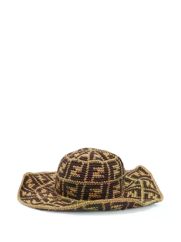 Fendi Patterned Crochet Hat