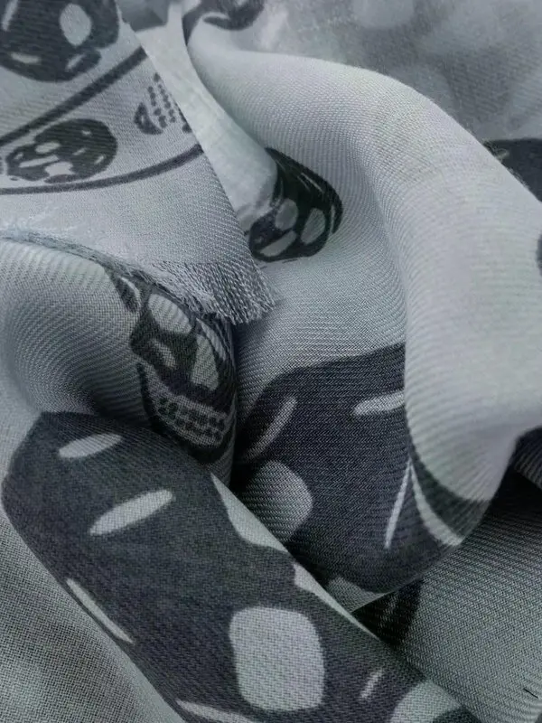 Alexander McQueen Skull-print Raw-edge Scarf - Blue