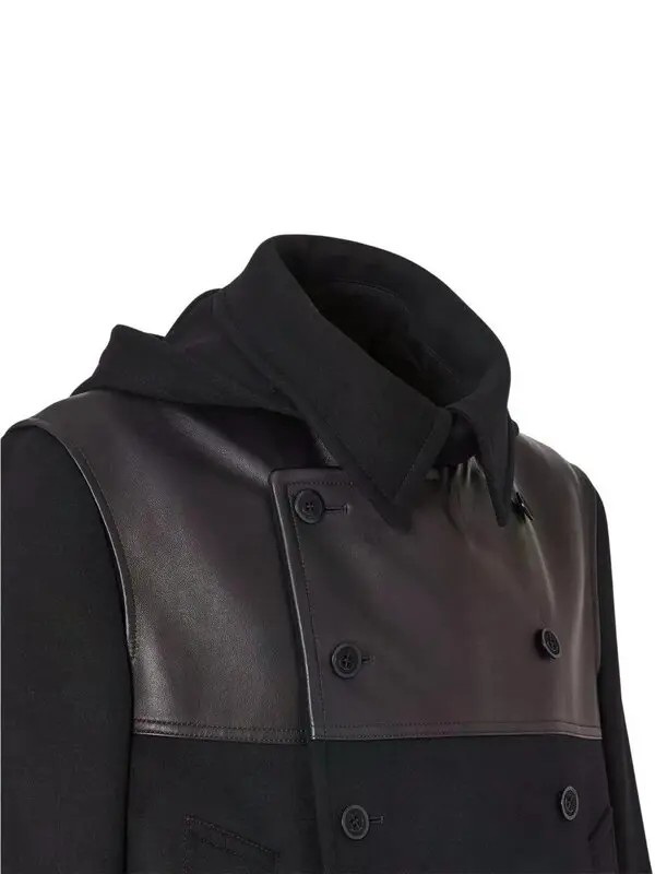 Fendi Leather-panelled Double-breasted Parka